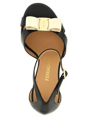 FERRAGAMO Roxy Bow Detail Stiletto Sandals - Black