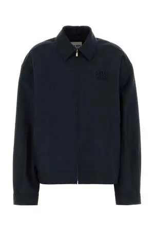 Miu Miu Mohair Blend Zip-up Jacket - Blue