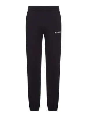 Burberry Cotton Jogging Trousers With Logo - Black
