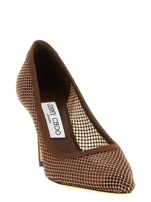 JIMMY CHOO Romy Mesh Crystal Embellished Stiletto Pumps - Brown