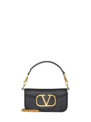 Valentino Garavani Black Locò Small Shoulder Bag With Vlogo Signature - Multicolor