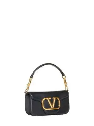 Valentino Garavani Black Locò Small Shoulder Bag With Vlogo Signature