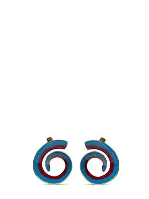 Marni Two-tone Enameled Metal Spiral Earrings - Multicolor