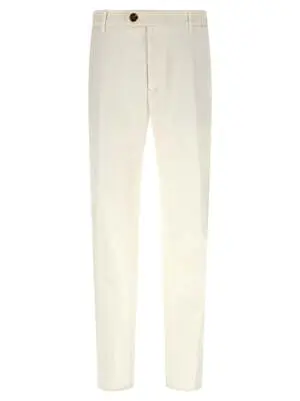 Brunello Cucinelli American Pima Cotton Garment-dyed Gabardine Trousers - White