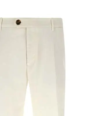 Brunello Cucinelli American Pima Cotton Garment-dyed Gabardine Trousers - White