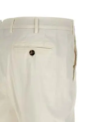 Brunello Cucinelli American Pima Cotton Garment-dyed Gabardine Trousers - White