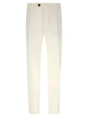 Brunello Cucinelli American Pima Cotton Garment-dyed Gabardine Trousers - White