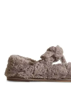 Hereu Shearling Ballet Flats With Knot Detail - Multicolor