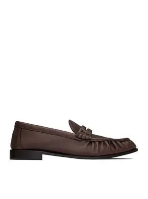 Saint Laurent Le Loafer Soft Moccasins In Matt Leather - Brown