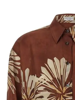 Brunello Cucinelli Floral Print Silk Shirt