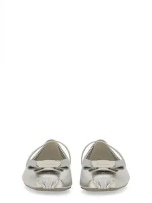 FERRAGAMO Bow Detail Ballet Flats - Silver
