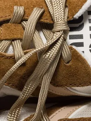 Miu Miu Suede And Canvas Low Top Sneakers - Multicolor