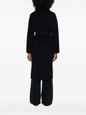 Max Mara Wool Long Coat With Tie Belt - Multicolor