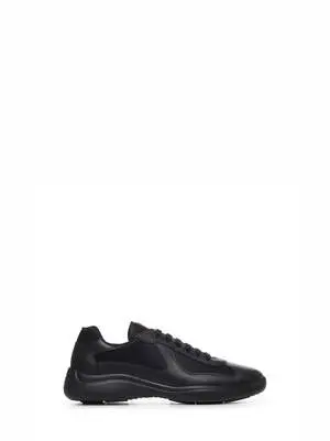 Prada America's Cup Calf Leather And Polyamide Lace-up Sneakers