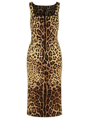 Dolce & Gabbana Leopard-print Silk Dress - Brown