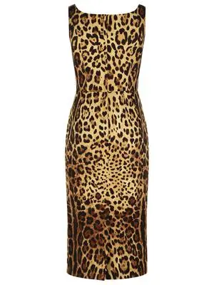 Dolce & Gabbana Leopard-print Silk Dress - Brown