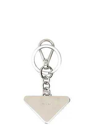 Prada Two-tone Leather And Metal Keychain - Multicolor