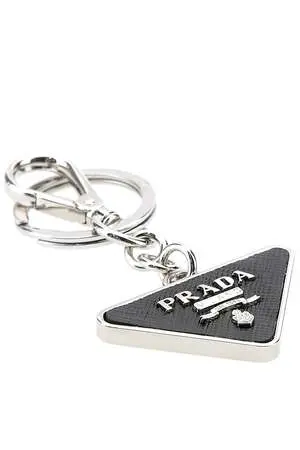 Prada Two-tone Leather And Metal Keychain - Multicolor