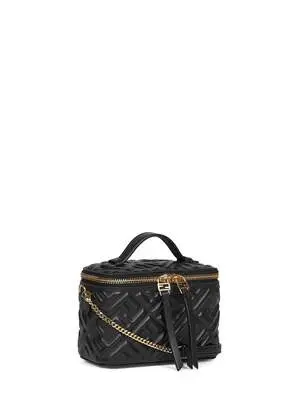 Fendi Black Nappa Leather Vanity Mini Bag With Embossed Ff Motif - Multicolor