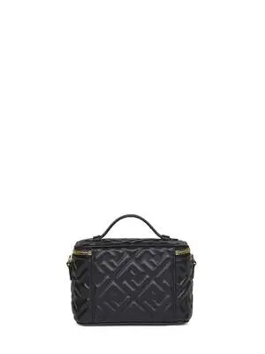 Fendi Black Nappa Leather Vanity Mini Bag With Embossed Ff Motif - Multicolor