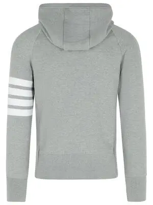 Thom Browne Cotton Zip-up Hoodie With Signature 4-bar Stripe - Gray