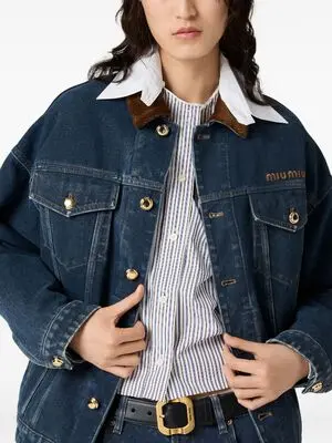 Miu Miu Denim Jacket With Embroidered Logo