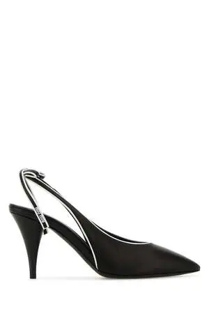 Miu Miu Leather Slingback Pumps - Black