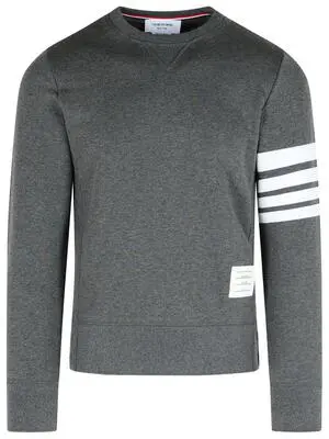 Thom Browne 4 Bar Dark Grey Cotton Sweatshirt - Gray