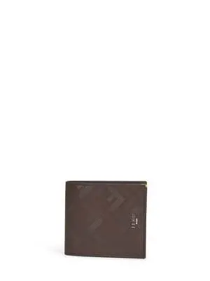 Fendi Brown Leather Shadow Wallet - Multicolor