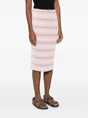 Prada Striped Cotton Midi Skirt - Multicolor