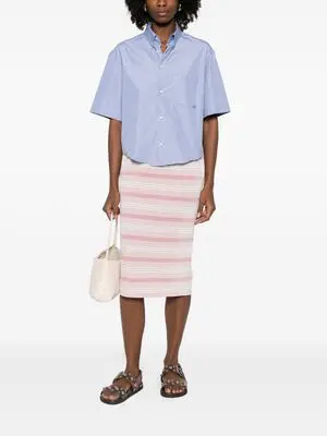 Prada Striped Cotton Midi Skirt - Multicolor