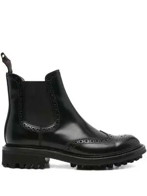 Church's Black Calf Leather Brogue Detail Chelsea Boots
