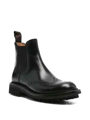 Church's Black Calf Leather Brogue Detail Chelsea Boots