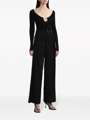 Jacquemus Le Haut Pralu Ribbed Knit V-neck Long Sleeve Top
