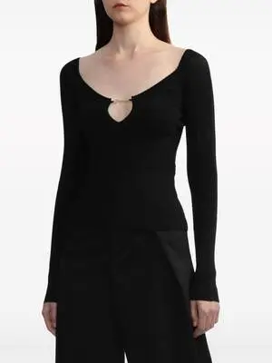 Jacquemus Le Haut Pralu Ribbed Knit V-neck Long Sleeve Top