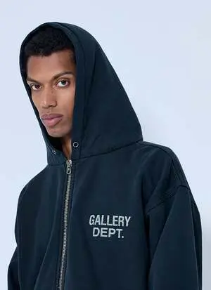 GALLERY DEPT. Zip-up Logo Hoodie - Black