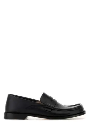 Loewe Leather Campo Flap Loafers - Black