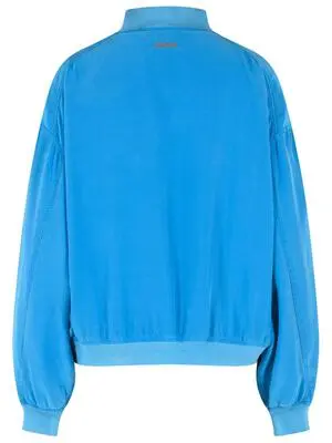 Versace Light Silk Poplin Blouson With Zip - Blue