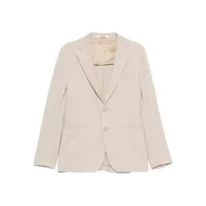 Tagliatore Beige Cotton Two-button Notched Lapel Blazer - Cream