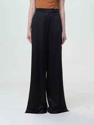 Max Mara Max Mara High Waisted Wide Leg Silk Trousers Black