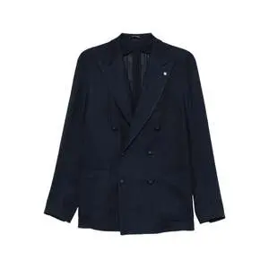 Tagliatore Double Breasted Peak Lapel Blazer - Blue