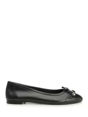 Balenciaga Leather Ballerina Flats With Metal Hardware - Black