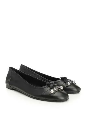 Balenciaga Leather Ballerina Flats With Metal Hardware