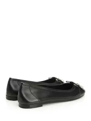 Balenciaga Leather Ballerina Flats With Metal Hardware