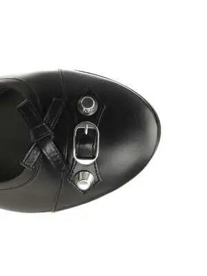 Balenciaga Leather Ballerina Flats With Metal Hardware