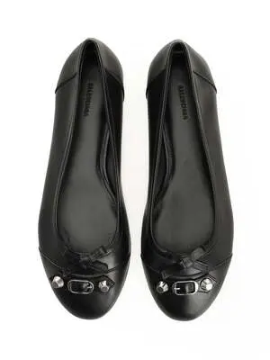 Balenciaga Leather Ballerina Flats With Metal Hardware