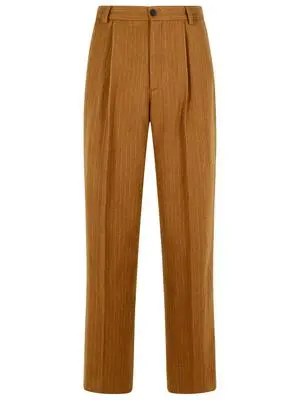 Dries Van Noten Penrud Straight Wool Pants - Brown