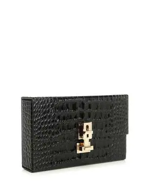 TOM FORD Shiny Crocodile-effect Leather Clutch With Snap Closure