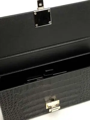 TOM FORD Shiny Crocodile-effect Leather Clutch With Snap Closure