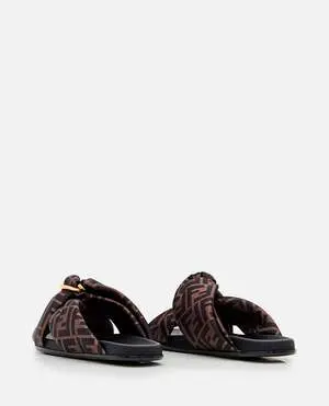 Fendi Logo Print Fabric Sandals